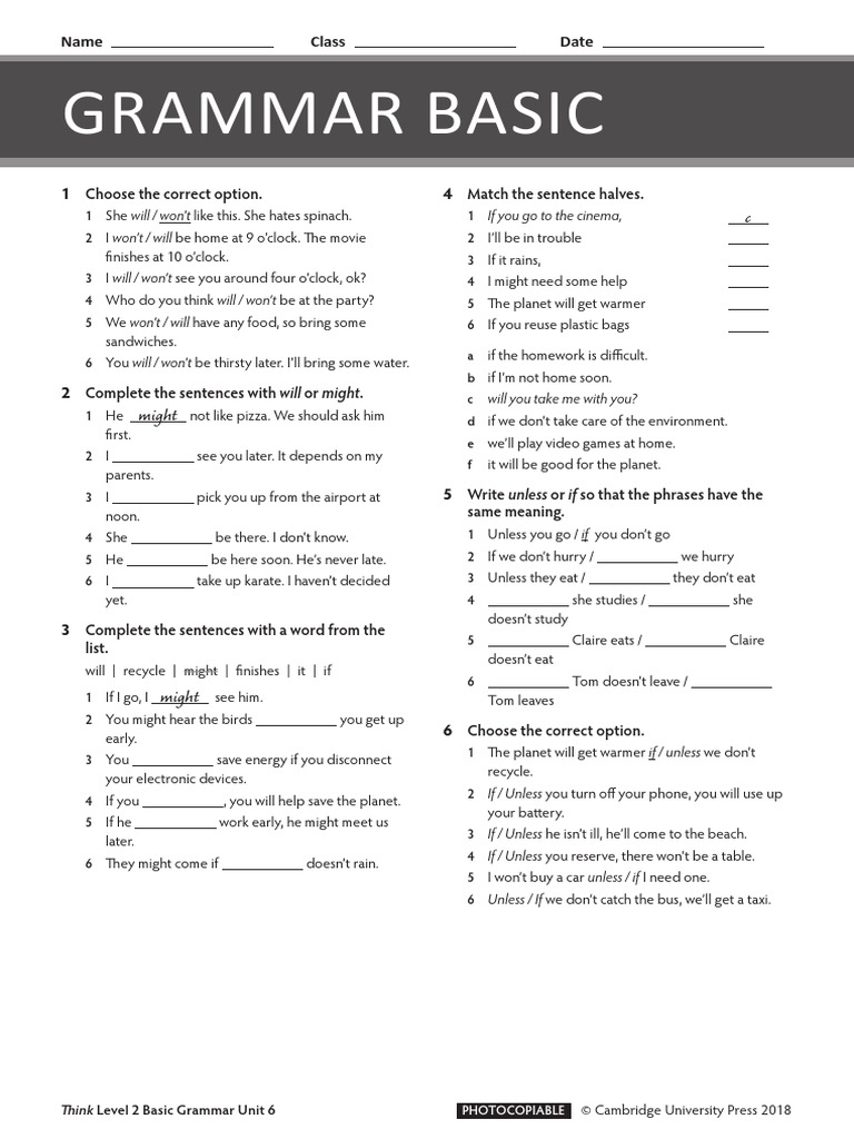 think_l2_unit 6_grammar_basic | PDF | Linguistics