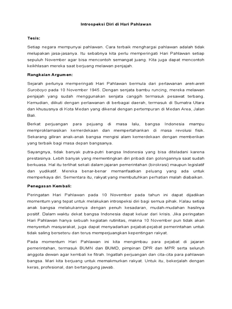 Introspeksi Diri Di Hari Pahlawan | PDF