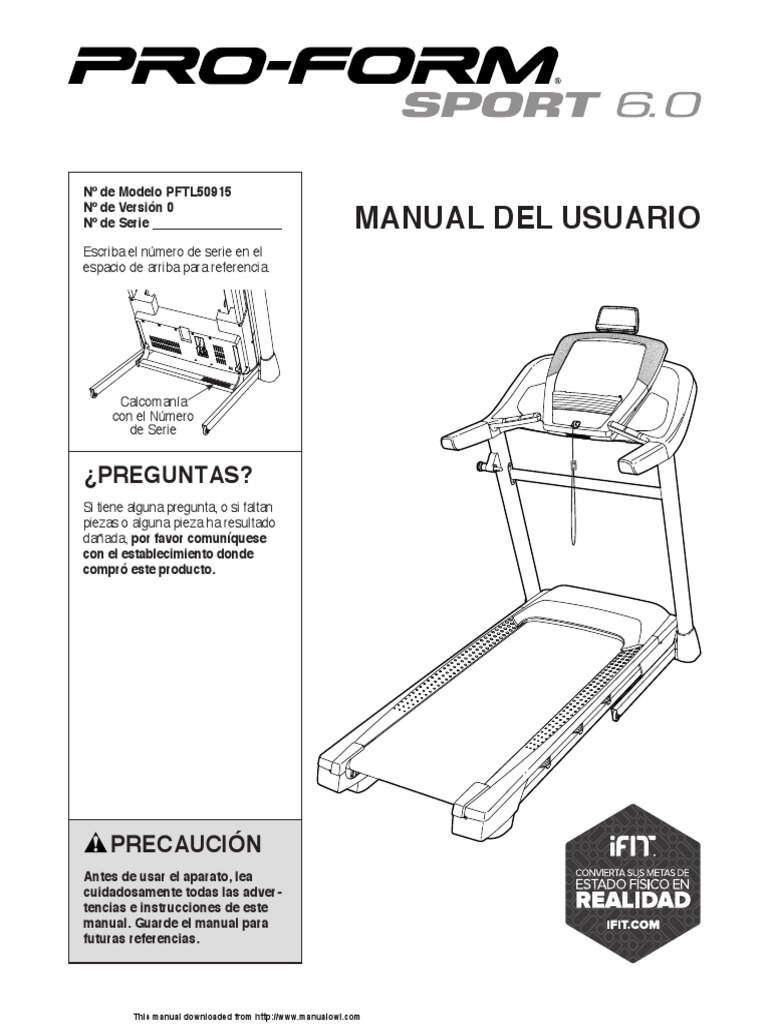 Manual Pro-Form Sport 6.0 | PDF | Enchufes y tomas de corriente alterna ...