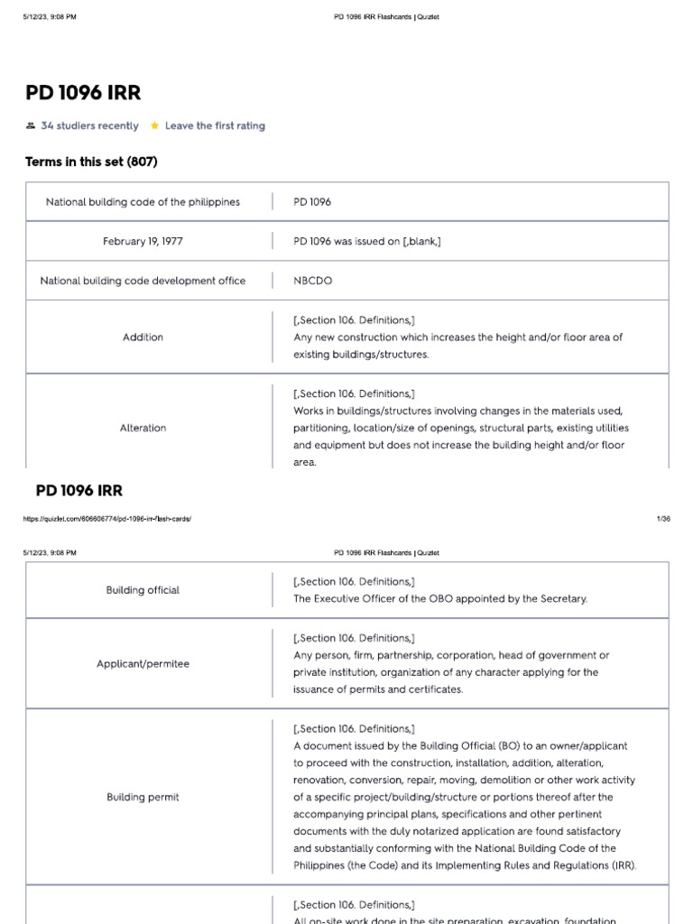 PD 1096 IRR Flashcards | PDF