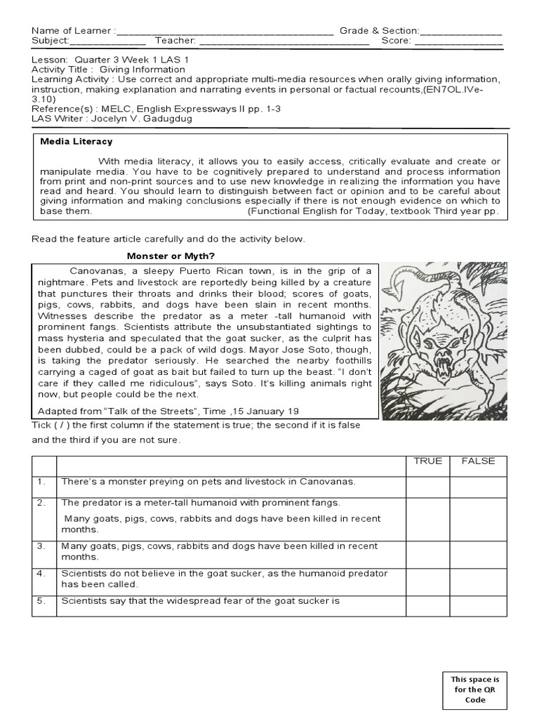 Final Eng7 q3w1 Las1gadugdug | PDF | Predation | Cognition