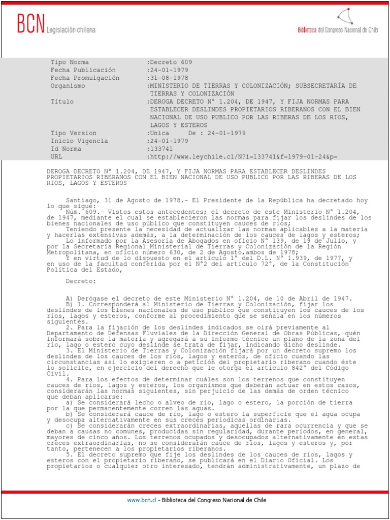3 Decreto Supremo 609 Chile | PDF | Río | Gobierno