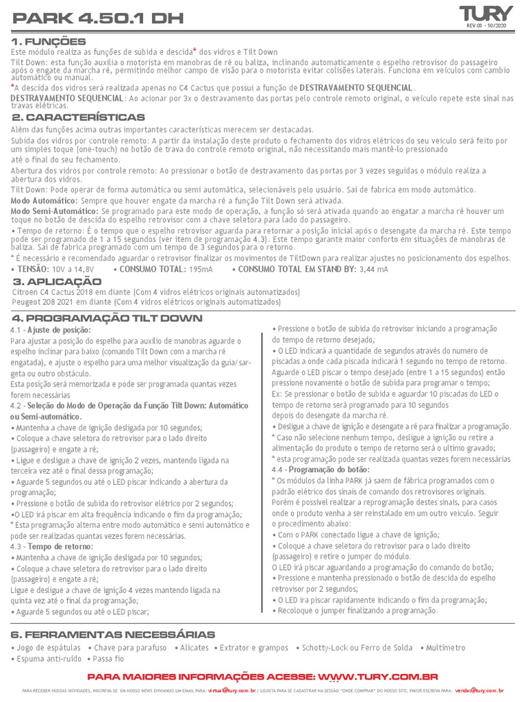 Manual-Park-4 50 1-DH - Rev 03 | PDF | Fusível (elétrico) | Bens ...