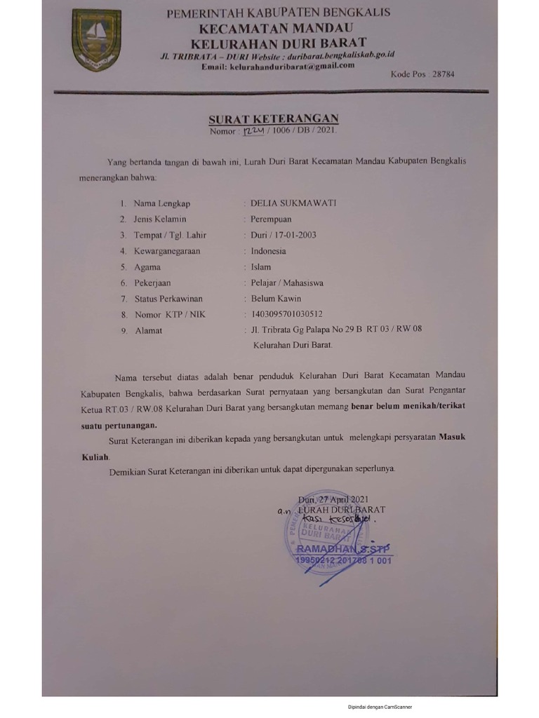 surat keterangan belum kawin | PDF