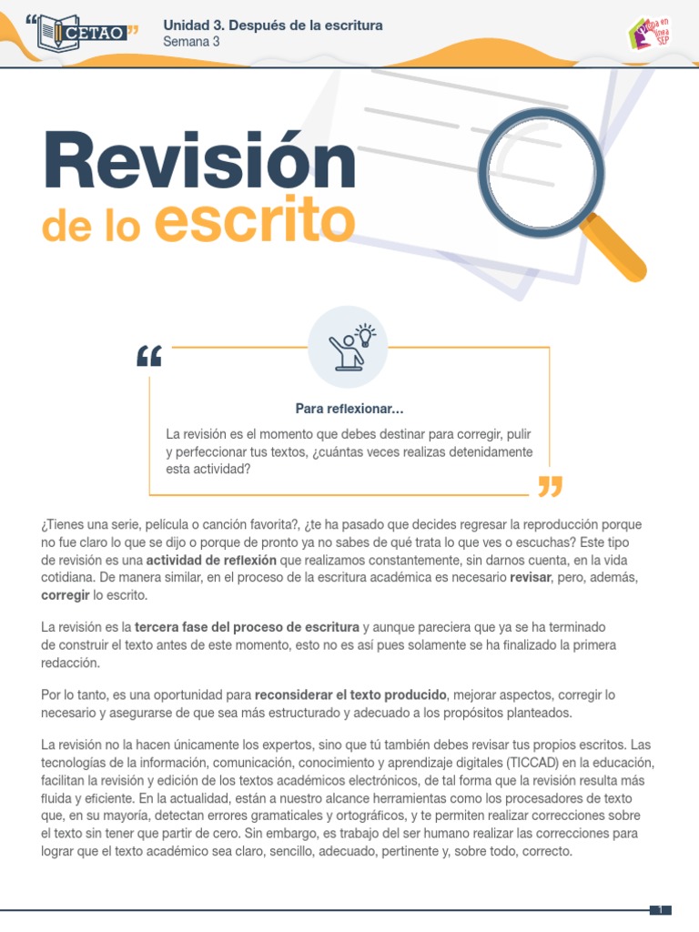 CETAO - U3 - Revision de Lo Escrito - PDF | PDF