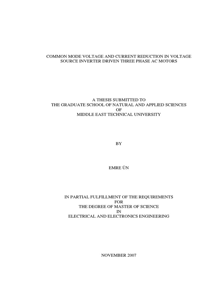 2007 Thesis Common Mode Voltage And Current Reduction In Voltage Source