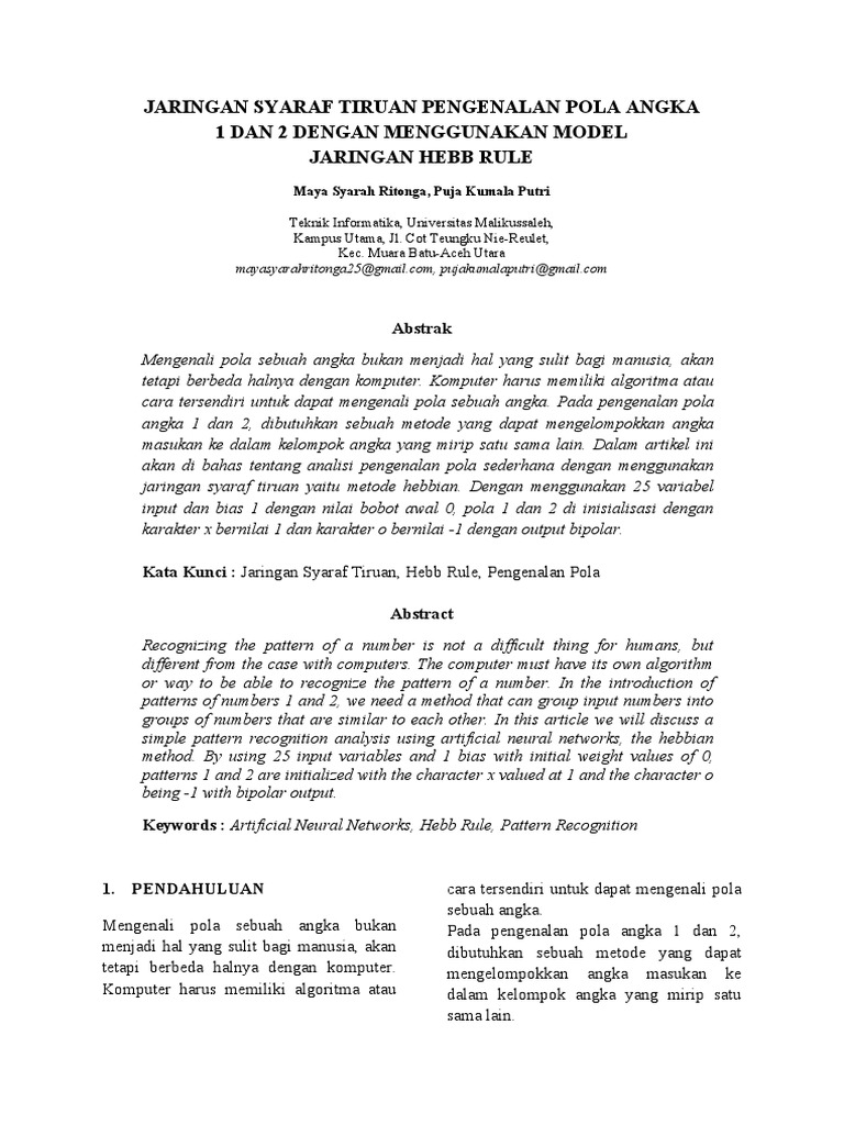 Jurnal Hebb Rule | PDF