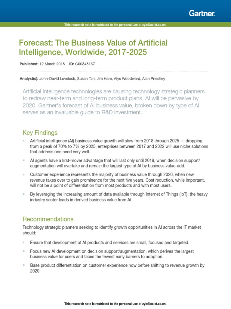 AI Business Value Forecast 2017-2025 | PDF | Artificial Intelligence ...