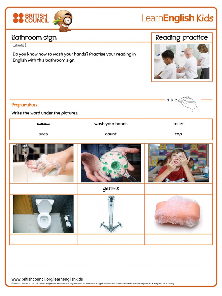 Reading Practice Bathroom Sign Worksheet, 1 | PDF