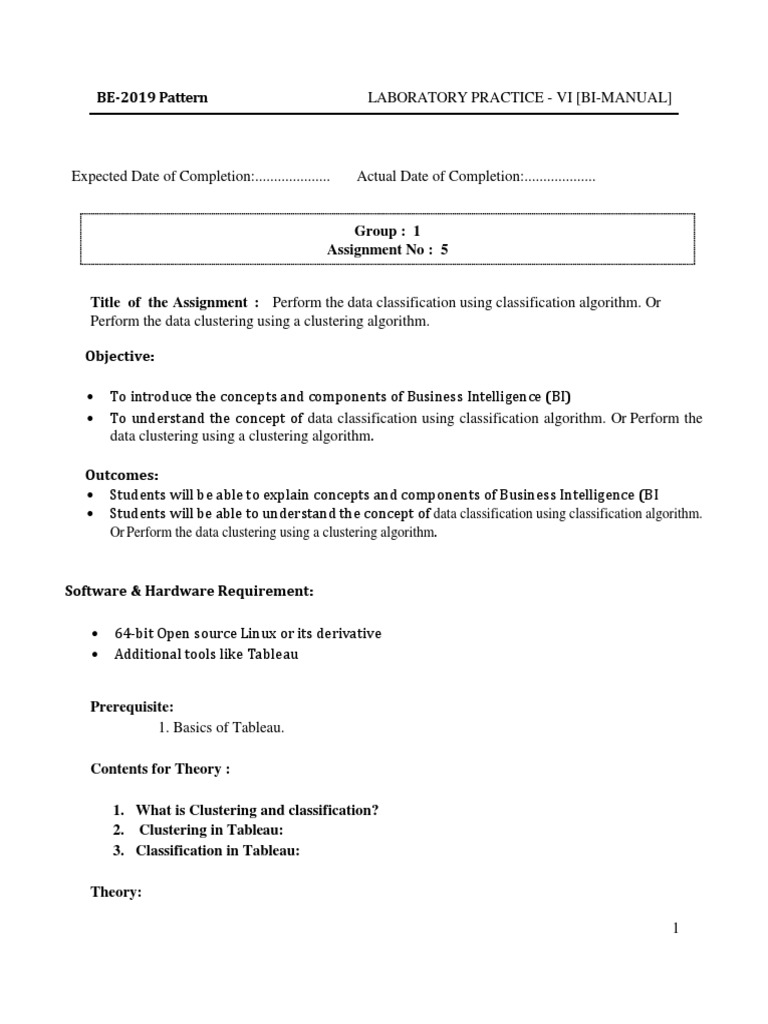 BI Assignment - 5 Manual | PDF | Cluster Analysis | Statistical Classification