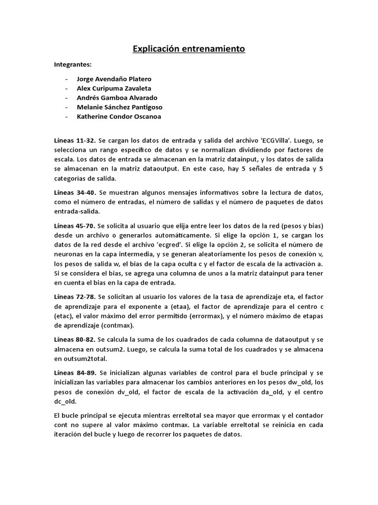 Explicación Entrenamiento | PDF | Informática