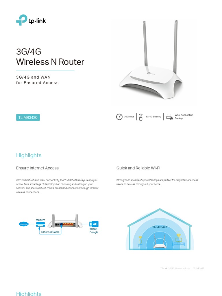 TL-MR3420 - V5 - Datasheet | PDF | Wi Fi | Computer Network