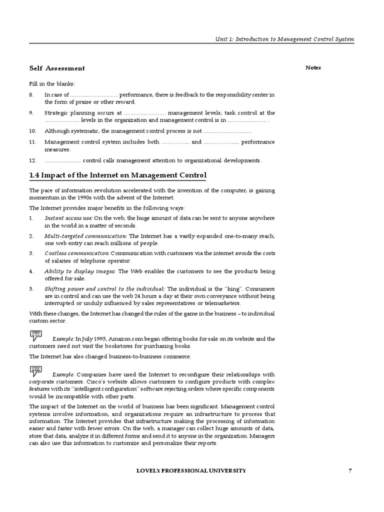 MANAGEMENT - CONTROL - SYSTEMS Projects | PDF