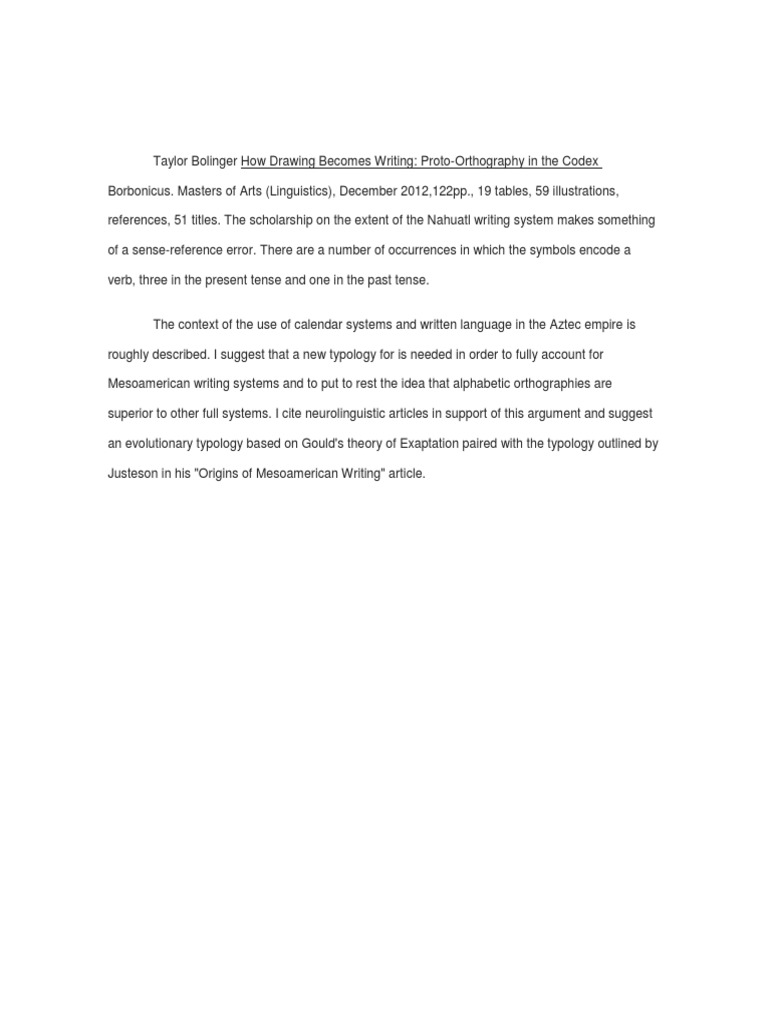 How Drawing Becomes Writing Proto Orthog | PDF | Nahuatl | Verb