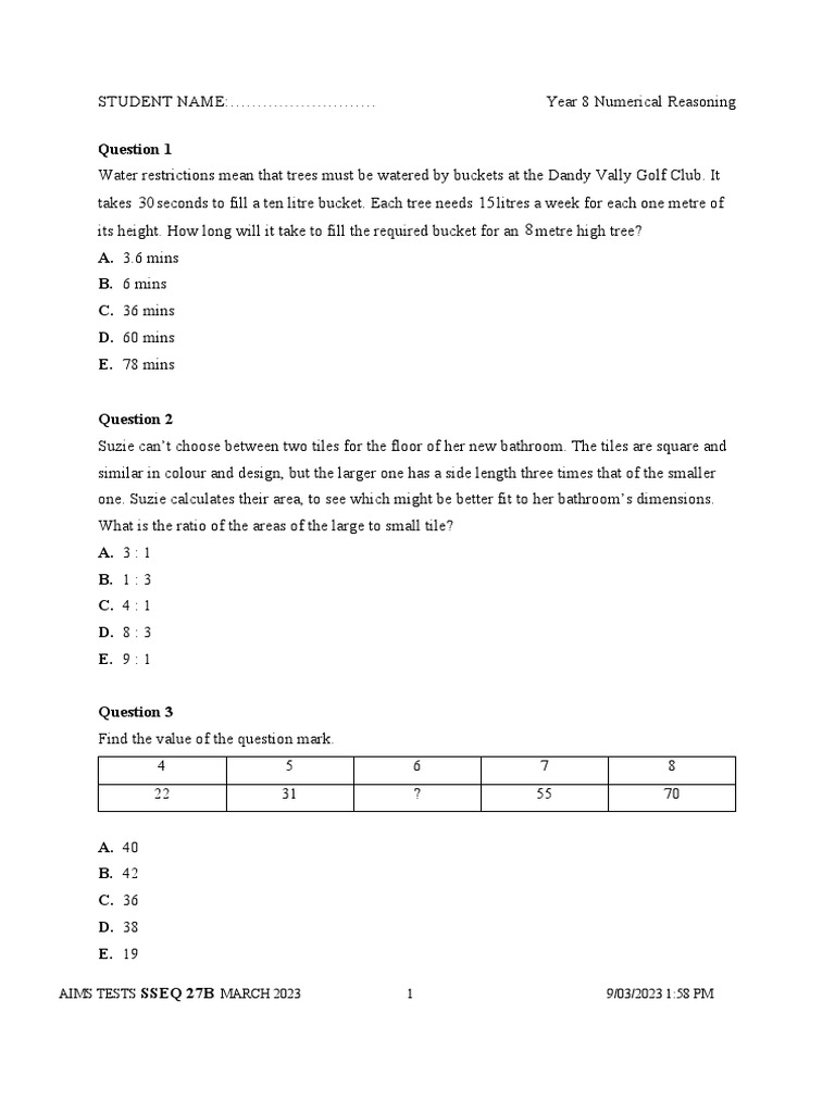 TEST_27B_AIMS_SSEQ_MARCH_2023_NUMERICAL_REASONING | PDF | Newspapers