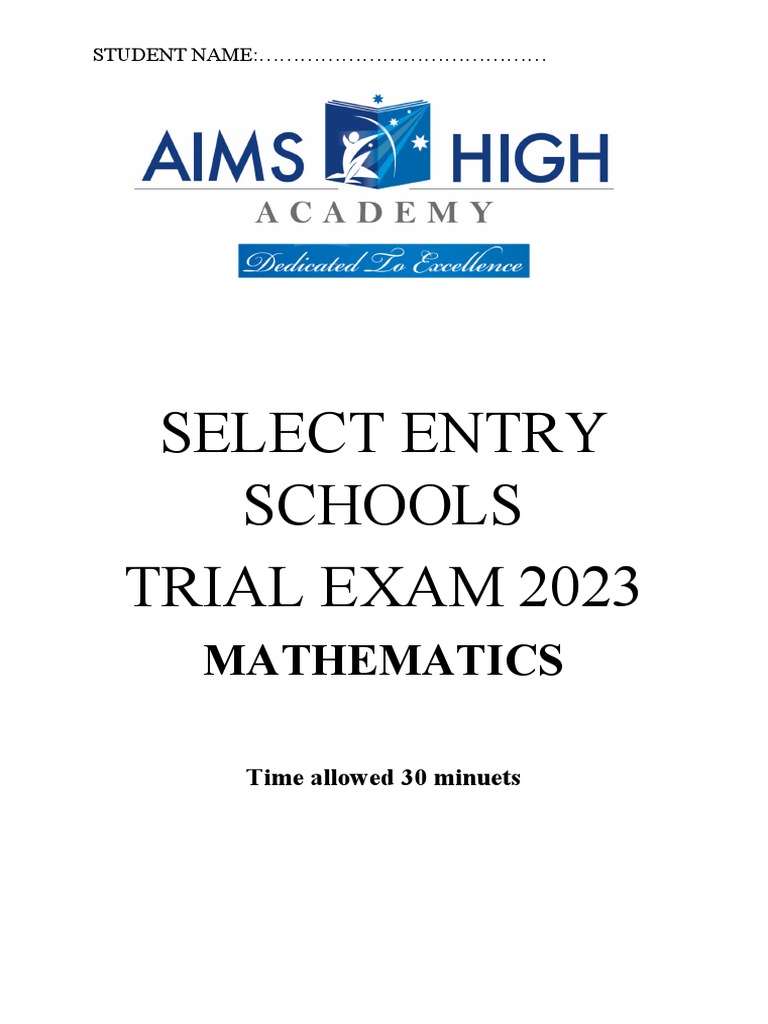 Test 29a Aims Sseq Mathematics March 2023 60 Questions | PDF | Area ...