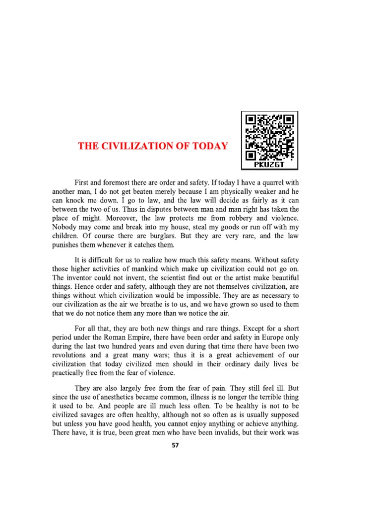 The Civilization of Today | PDF