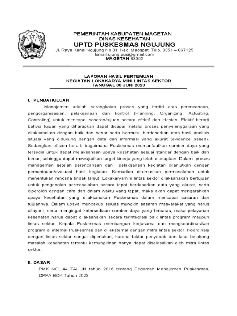 Laporan Hasil Pertemuan Linsek | PDF