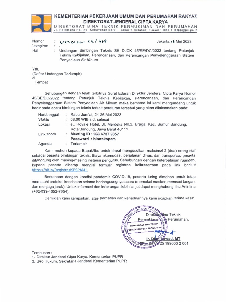 Undangan Bimbingan Teknis SE DJCK 45-SE-DC-2022 Tentang Petunjuk Teknis ... Undangan Bimbingan Teknis SE DJCK 45-SE-DC-2022 Tentang Petunjuk Teknis ...