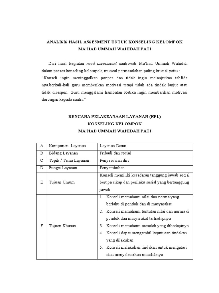 RPL Konseling Kelompok 1 - Penyesuaian Diri | PDF