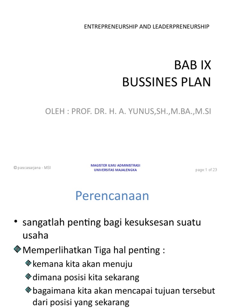 Bab Ix Bussines Plan | PDF