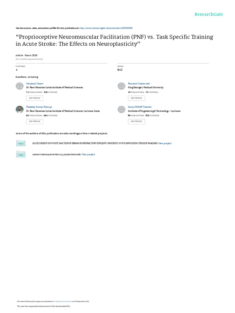 PNF 6 Proprioceptive Neuromuscular Facilitation (PNF) vs. Task Specific ...