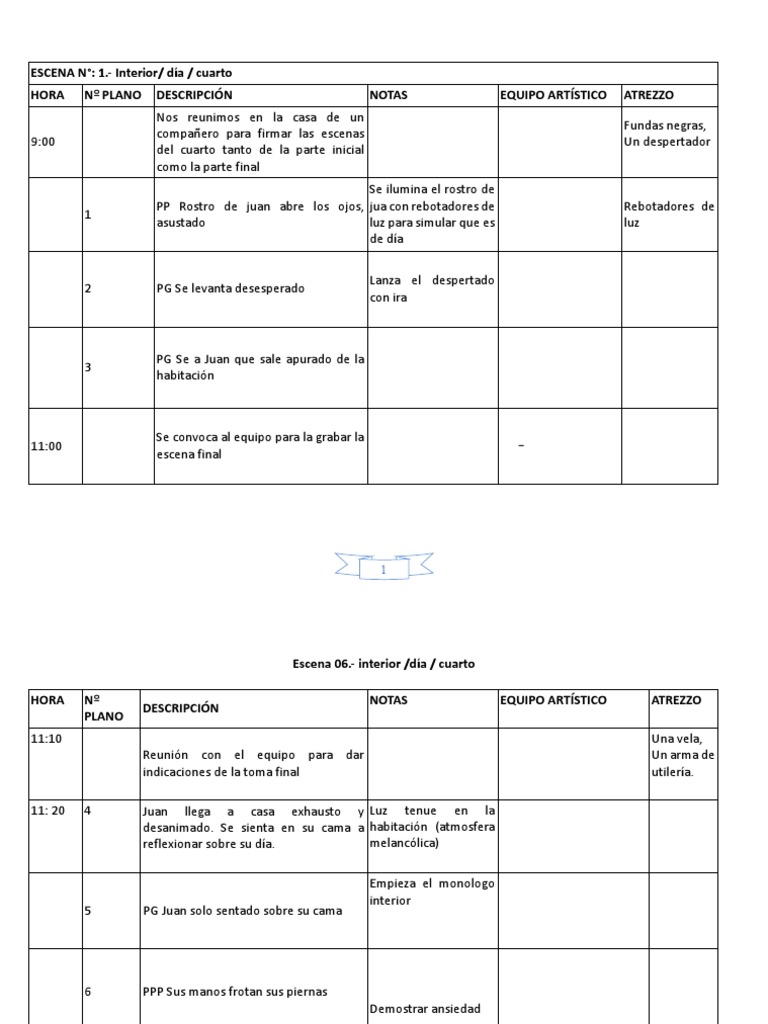 Plan de Rodaje Por Dias COMPLETA | PDF