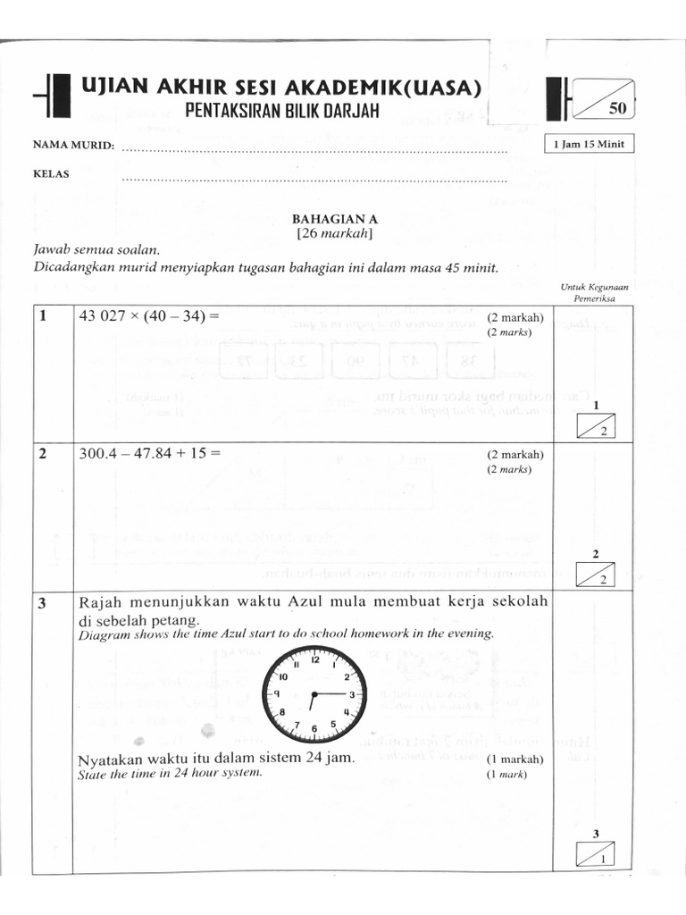 Uasa Yr 6 Maths New Format (1) | PDF
