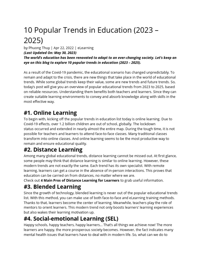 Top 10 Education Trends 2023-2025 | PDF | Learning | Educational Technology