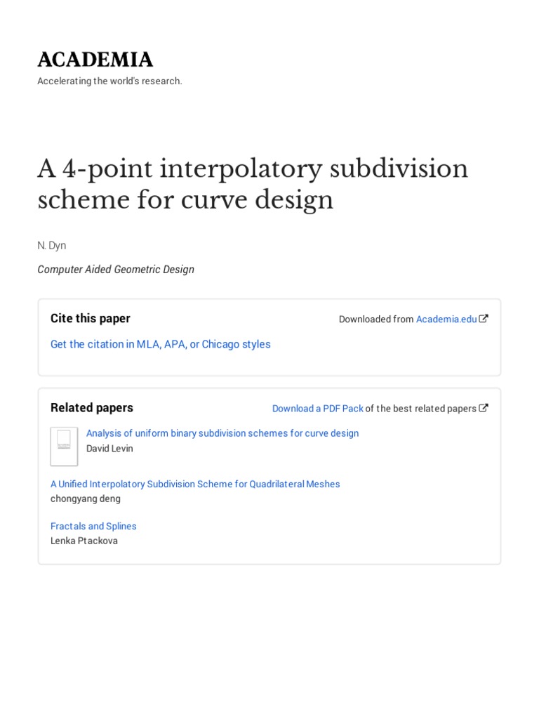A 4 Point Interpolatory Subdivision Scheme For Curve Design | PDF | Eigenvalues And Eigenvectors ...
