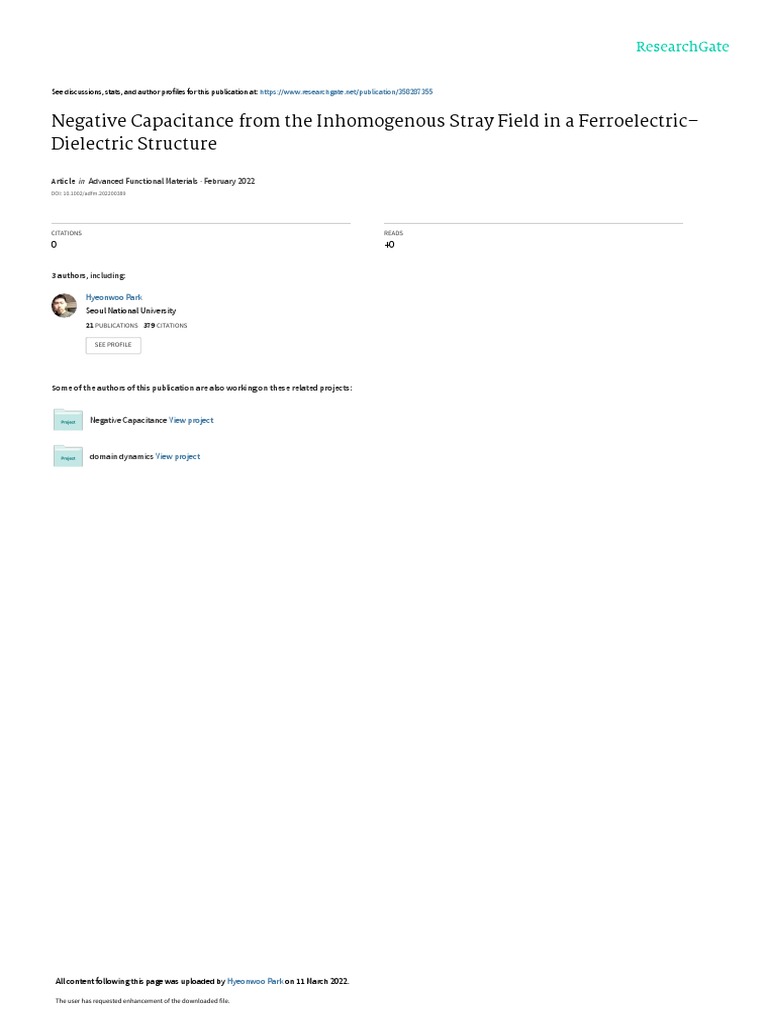 Negative Capacitance From The Inhomogenous Stray Field in A ...