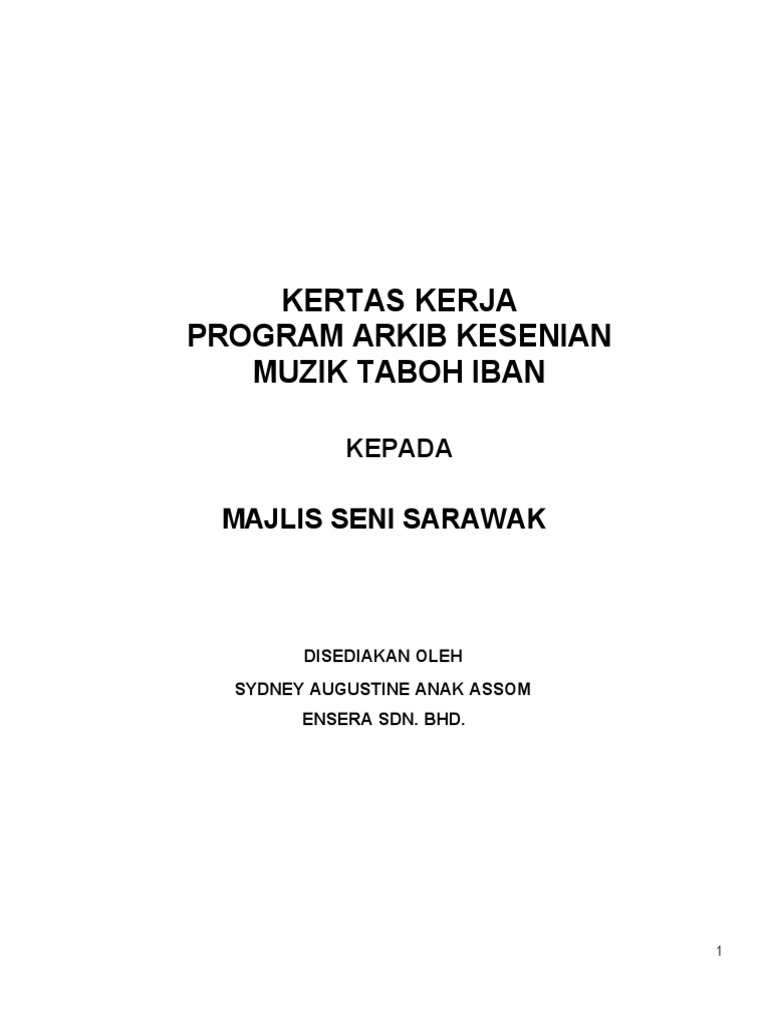 Kertas Kerja Program Arkib Kesenian Muzik Taboh Iban | PDF