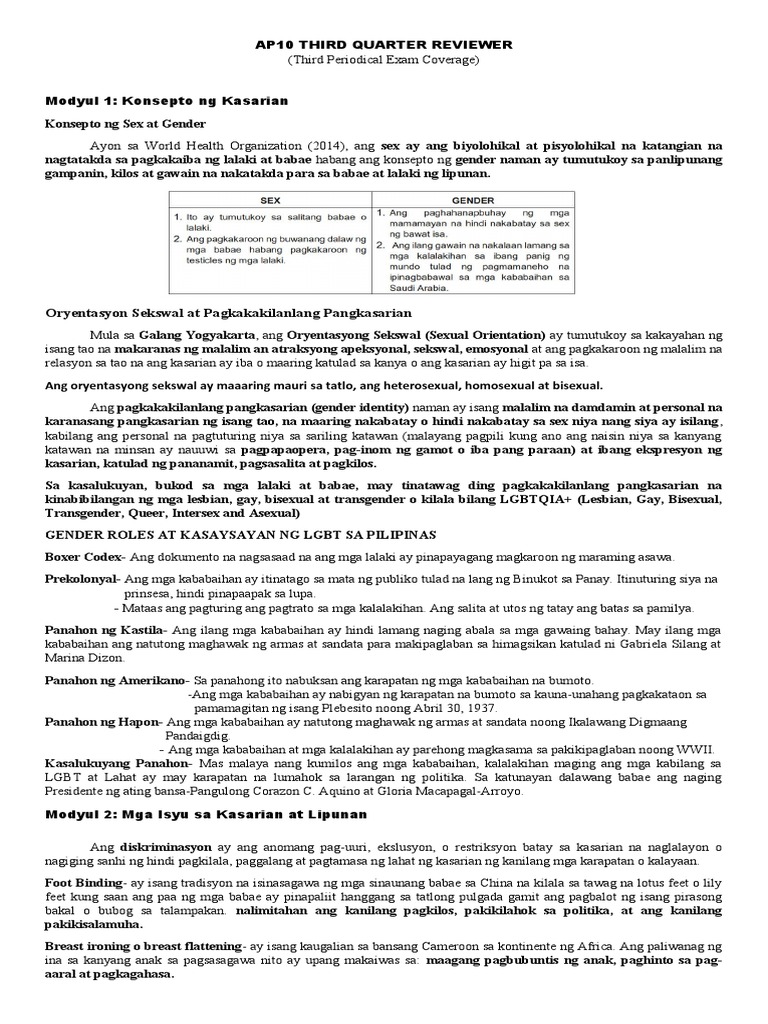 Ap10 Third Quarter Reviewer | PDF