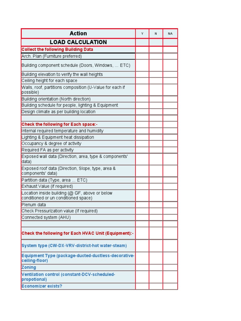 HVAC Design CheckList (MEP Group Rev.0).xlsx | PDF | Duct (Flow ...