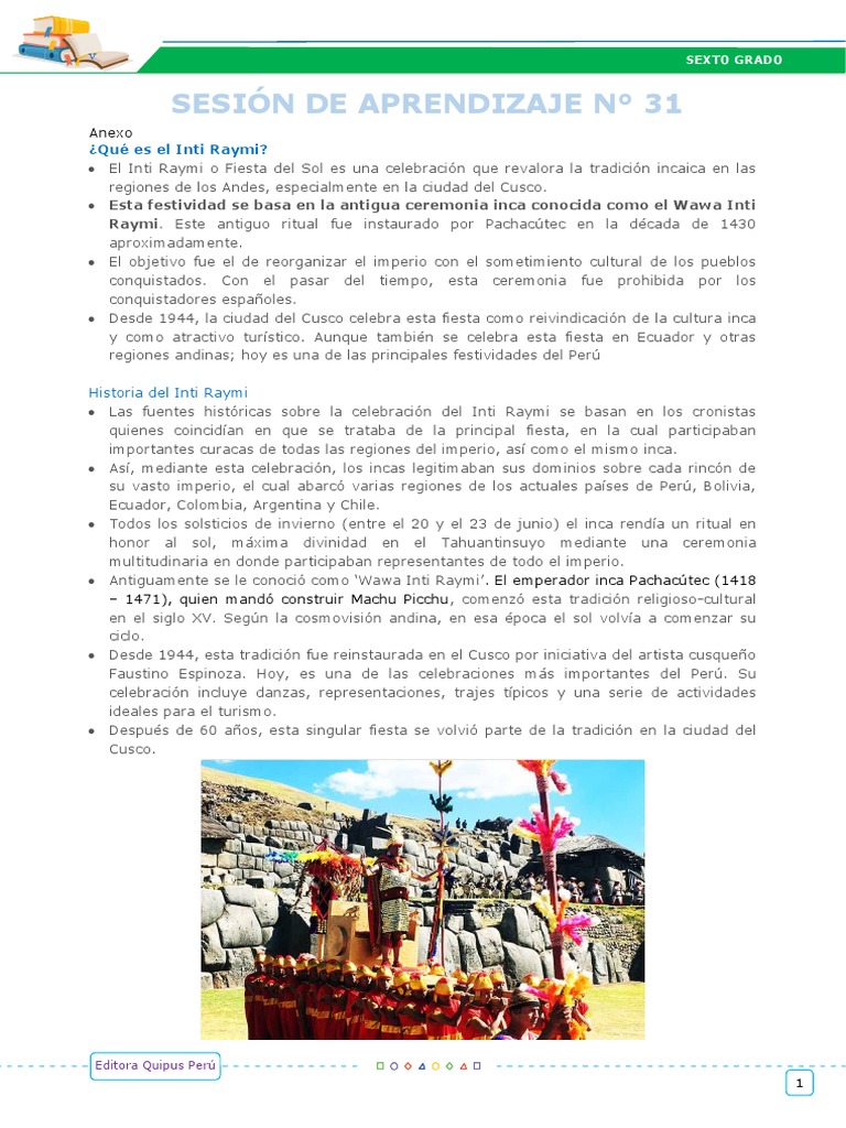 Anexo de Sesiones de Aprendizaje - EDA IV Semana 4 - Editora Quipus Perú | PDF