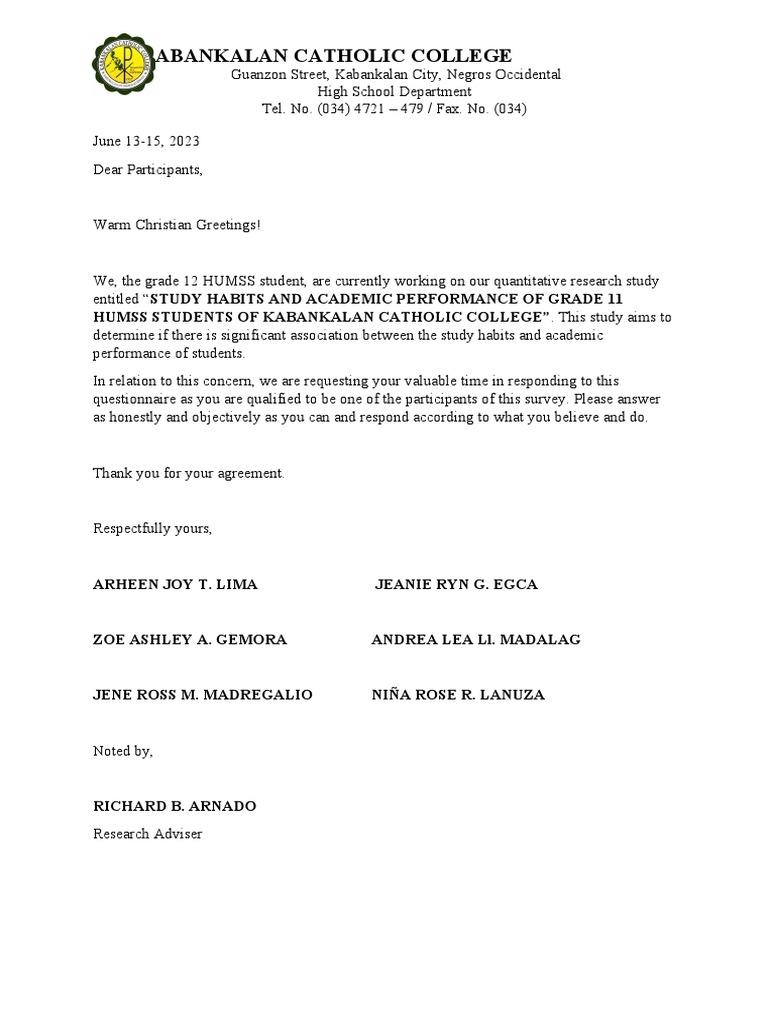Lima Letter for Participants | PDF