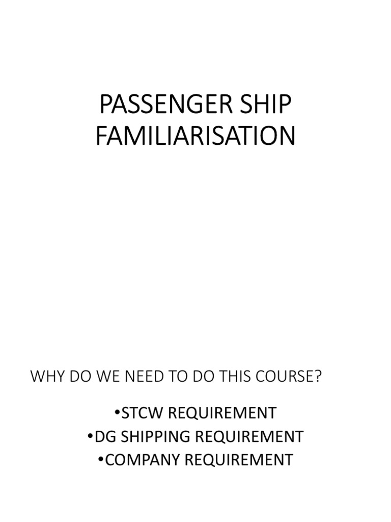 Passenger Ship Familiarization Course | PDF | Cruise Ship | Ships