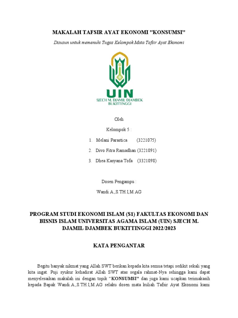 MAKALAH TAFSIR AYAT EKONOMI (5) - WPS Office | PDF