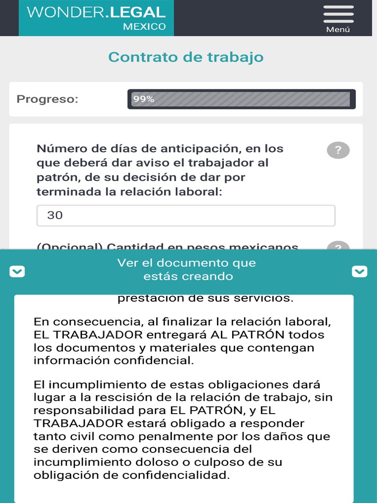 Contrato de Trabajo - Documento Modelo para Rellenar | PDF