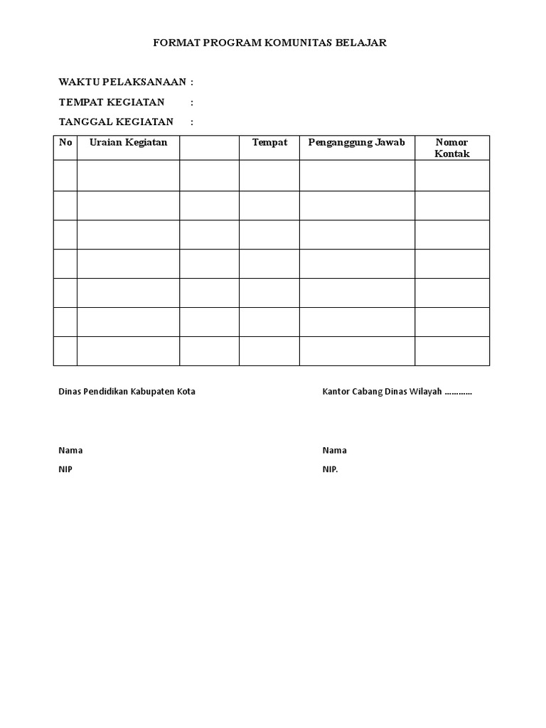 Format Program Kombel | PDF