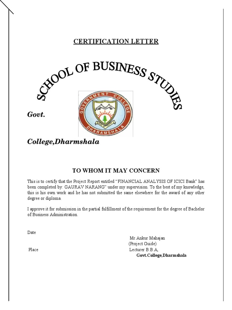 Certification Letter: To Whom It May Concern | PDF | Banks | Service ...