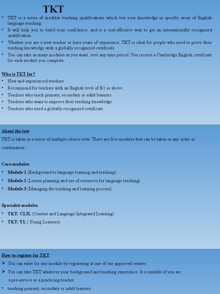 TKT Module1 Unit 1 | PDF