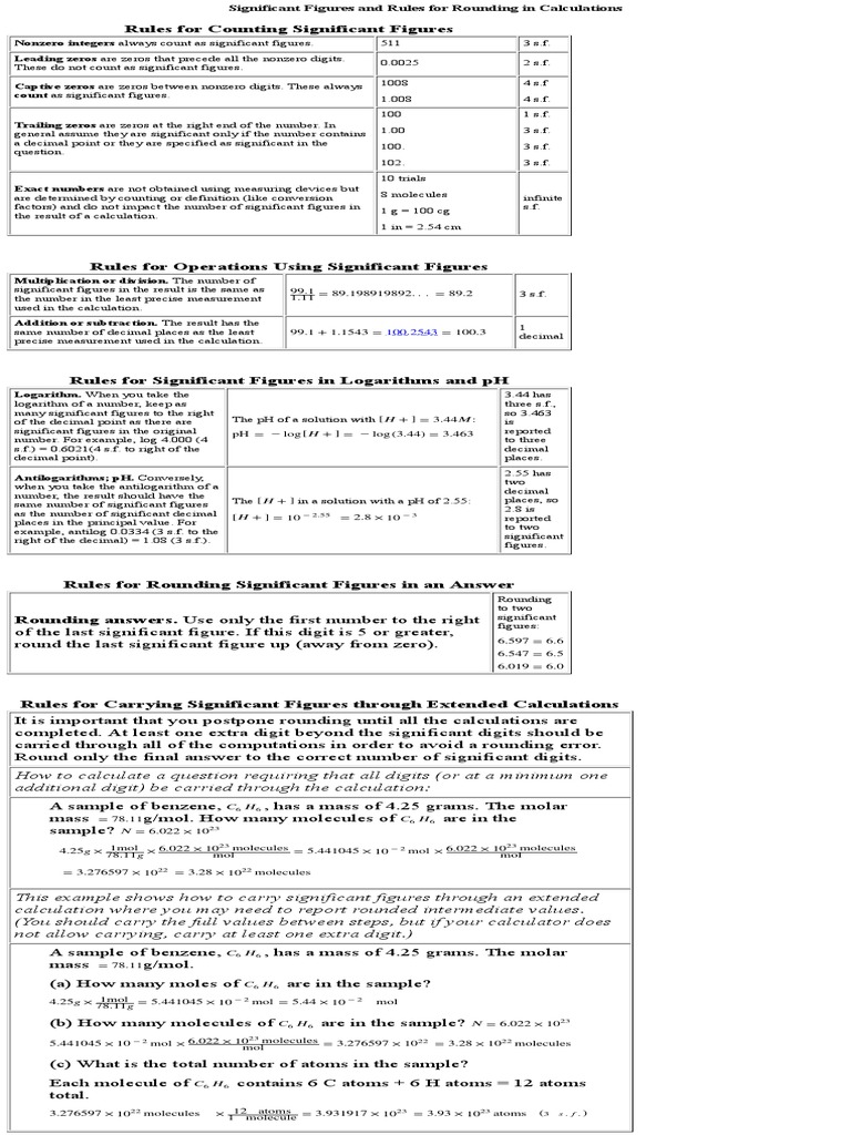 Significant Figures | PDF | Significant Figures | Mole (Unit)