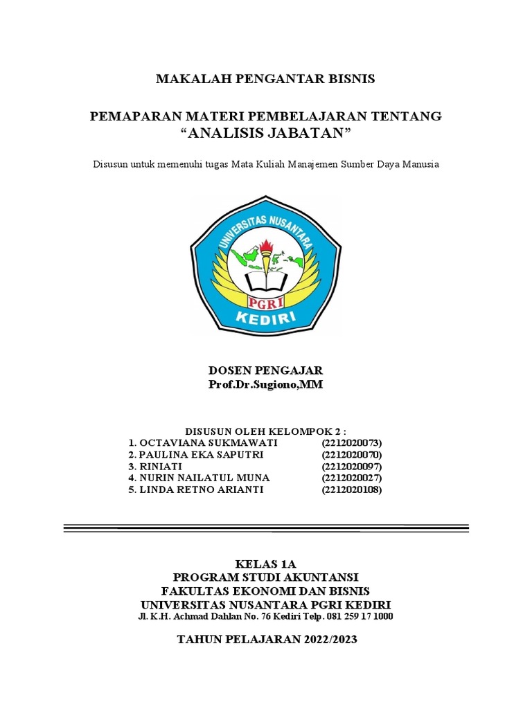 Kel 2 Analisis Jabatan Msdm-2 | PDF