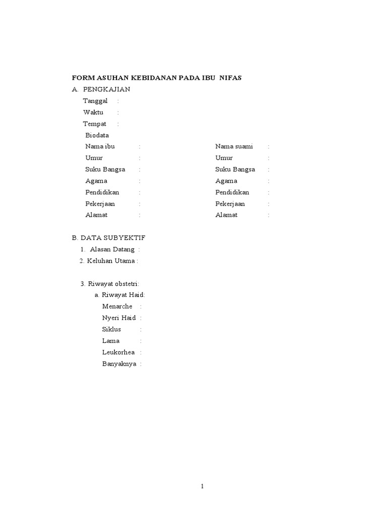 Form Askeb Nifas | PDF