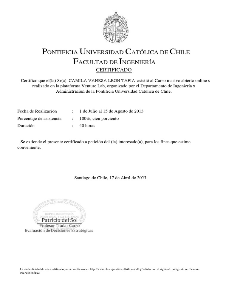 Pontificia Universidad Catolica de Chile | PDF