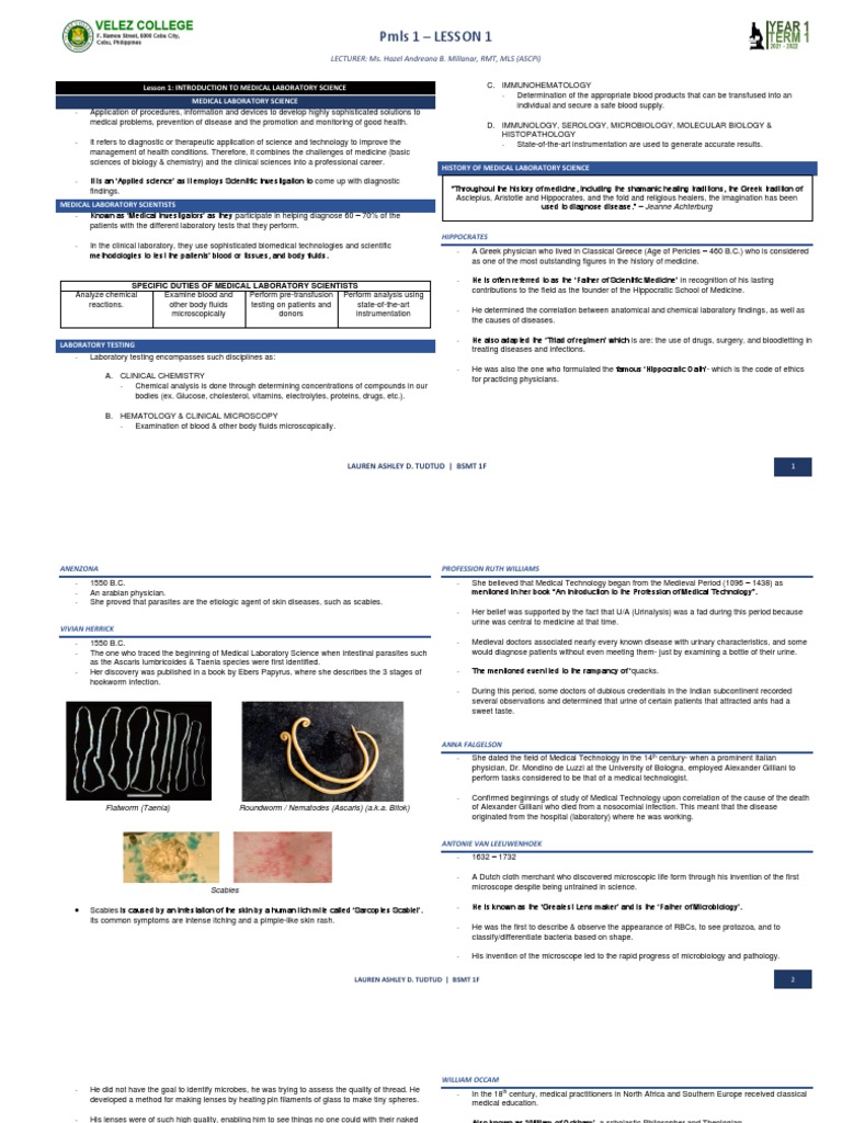 PMLS Lesson 1 | PDF | Medicine | Medical Laboratory