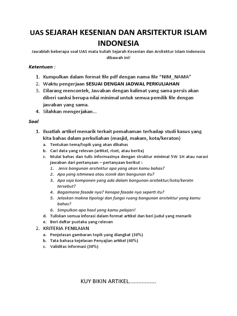 Uas Seni Arsitektur Islam | PDF