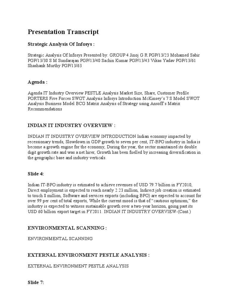 Infosys Strategic Analysis Report | PDF | Business Process Outsourcing ...