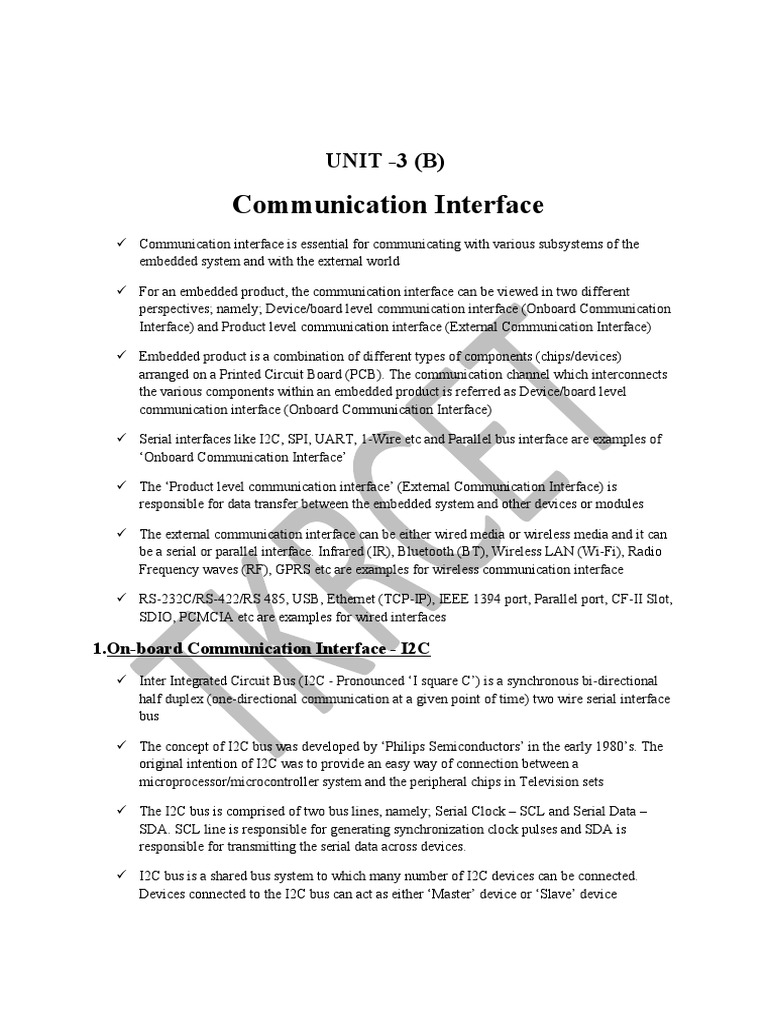 UNIT - 3 (B) Communication Interface | PDF